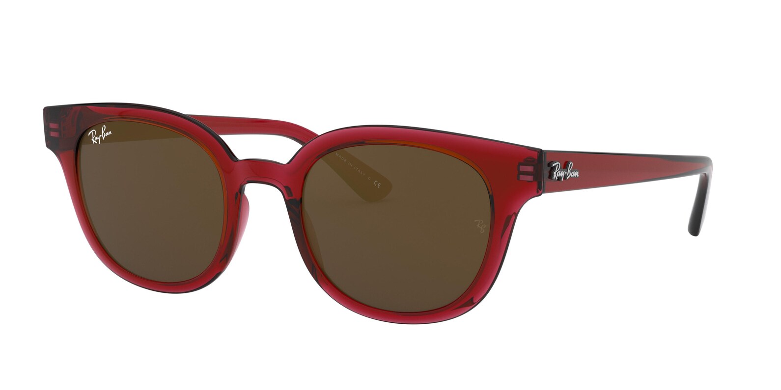 Ray-Ban RB4324 Sunglasses | 645193 Transparent Red / Brown Lens 50-21 ...