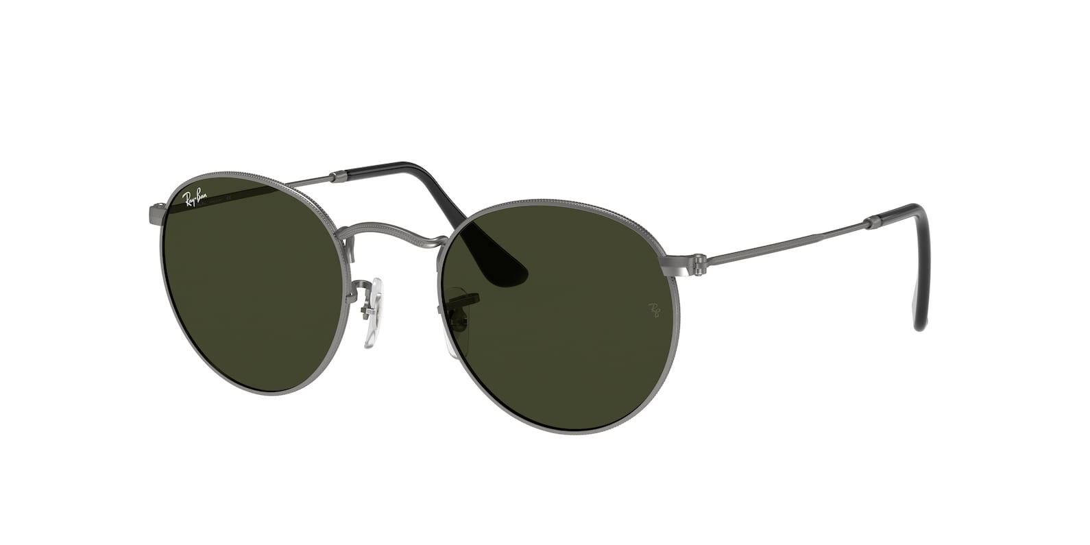 Ray-Ban RB3447 ROUND METAL Sunglasses | 029 Matte Gunmetal / g-15 green ...